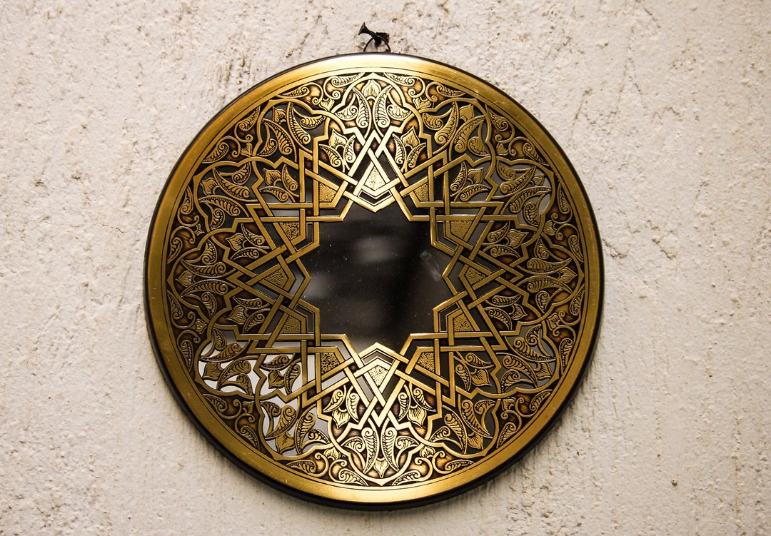 Mesmerizing Brass Mirror Islamic Art Hand Forged and Etched Antique ...