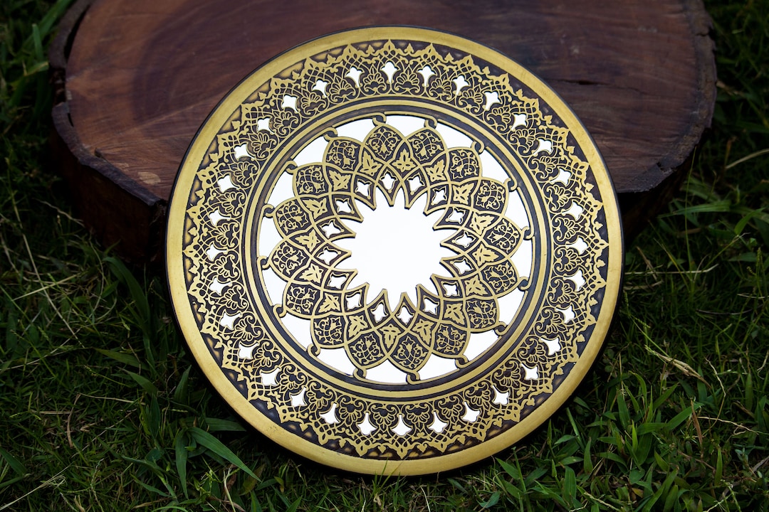 Charming Brass Mirror Islamic Art Hand Forged and Etched Antique ...