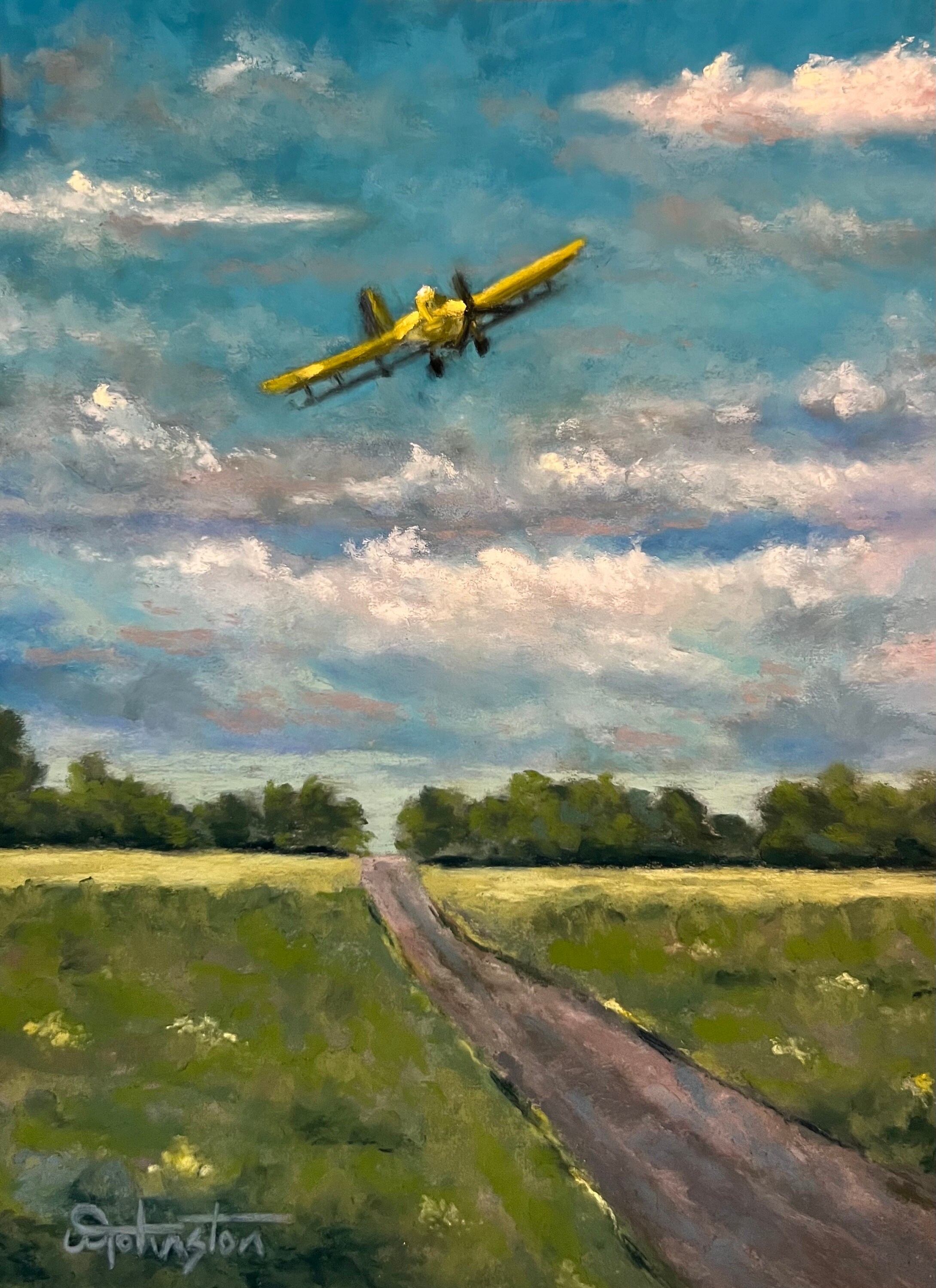 Original Art, Airplane Art, Crop Duster Painting, Clouds, Painted by ...
