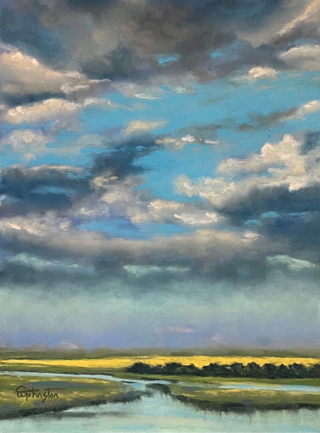 Pastel Painting of the Marshes of Stone Harbor NJ, Sunrise at the Beach ...