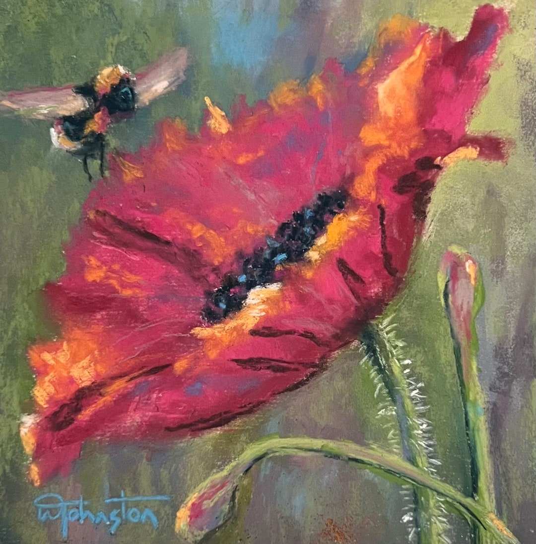 Flower Art, Bee Art, Flower Painting, Painting of Bee, Painted by Wendy ...