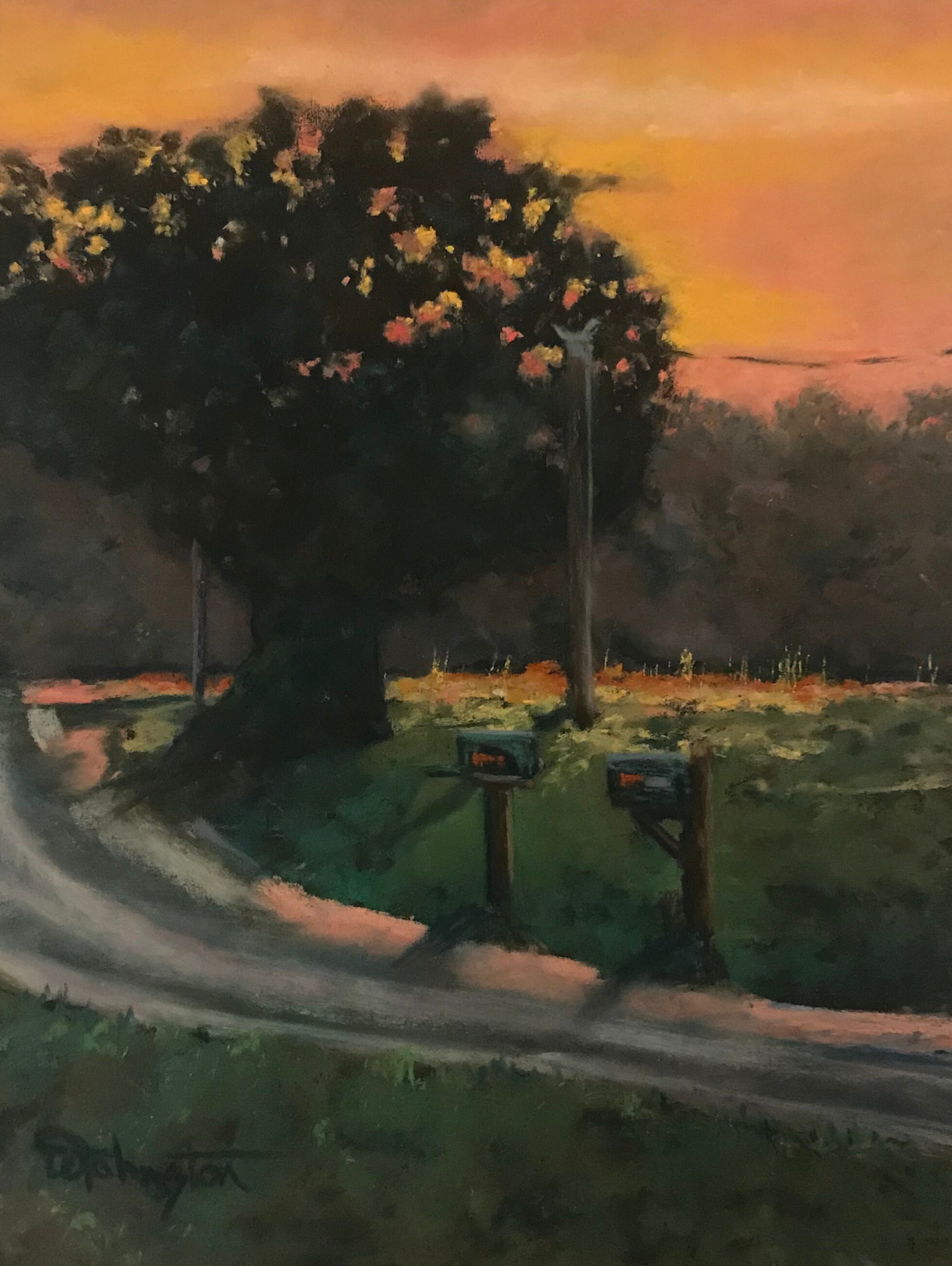 Sunset Road Original one of a kind painting - town-green.com
