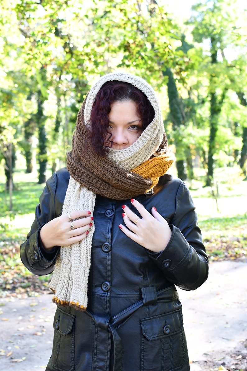 Long Scarf Oversized Knit Scarf Neck Warmer Hand Knitted - Etsy