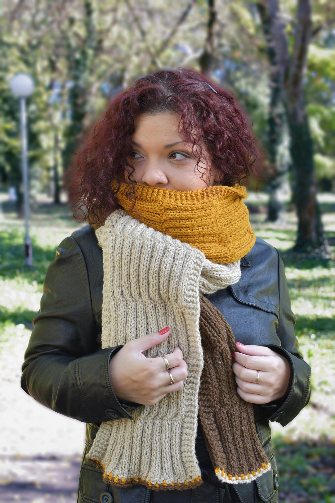 Long Scarf Oversized Knit Scarf Neck Warmer Hand Knitted - Etsy