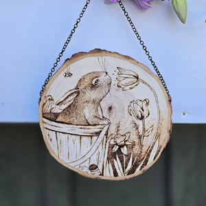 6 X 6 Wood Burned Art, Easter Decoration, Hand Burned Wood, Pyrography ...