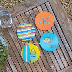 Cold Drink Coasters, Ceramic Painted Coasters, Hand Painted Coasters ...