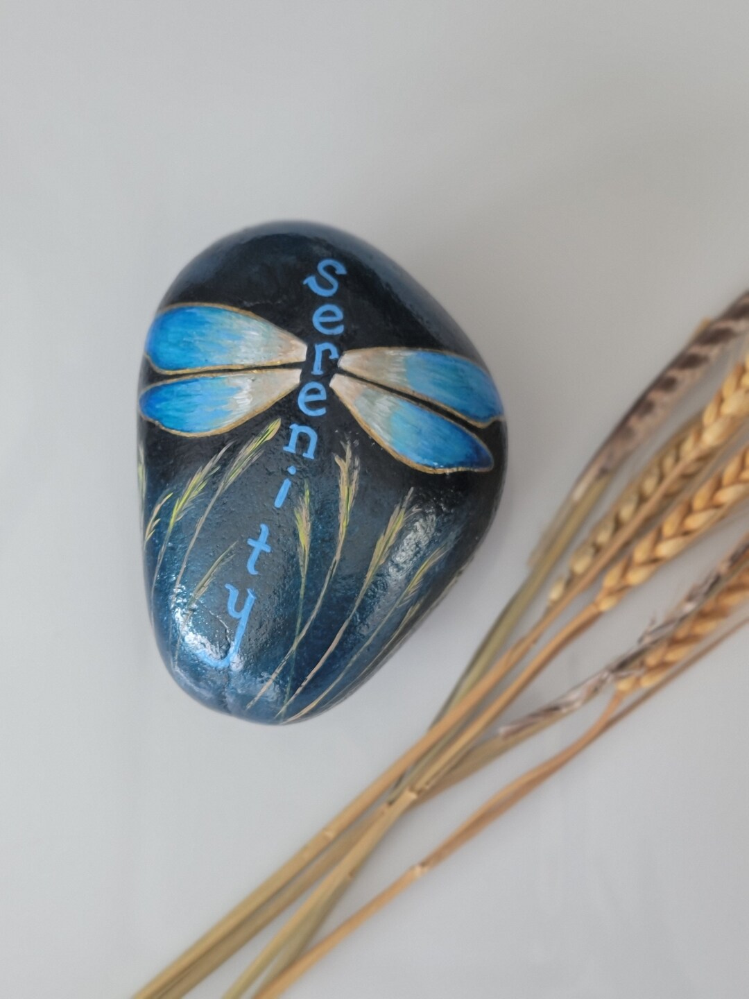 Painted Dragonfly Rock, Stone Art, Art on Rock, Dragonfly Art, Hand ...