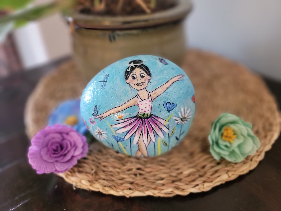 Ballerina Painted Stone, Gift for Dancer, Hand Painted Rock, Decorative ...