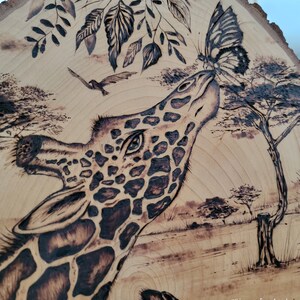 Hand Burned Art, Giraffe Wall Art, Pyrography Design, Etched Wood Art ...