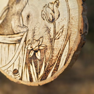6 X 6 Wood Burned Art, Easter Decoration, Hand Burned Wood, Pyrography ...