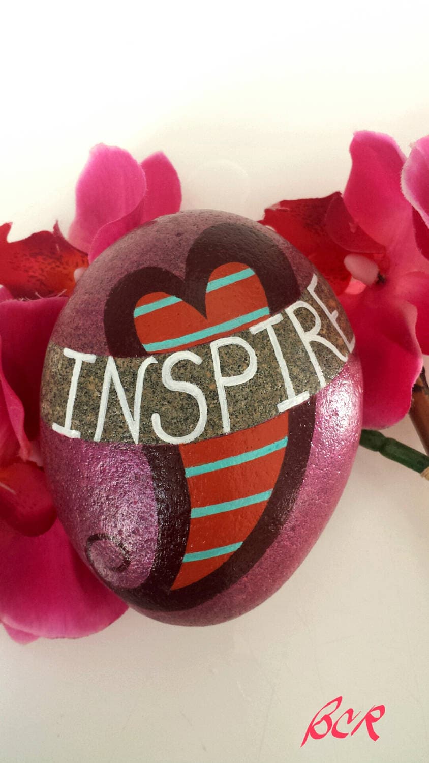 Painted Rock, Heart Painted Stone, Inspirational Stone, Heart Stone ...
