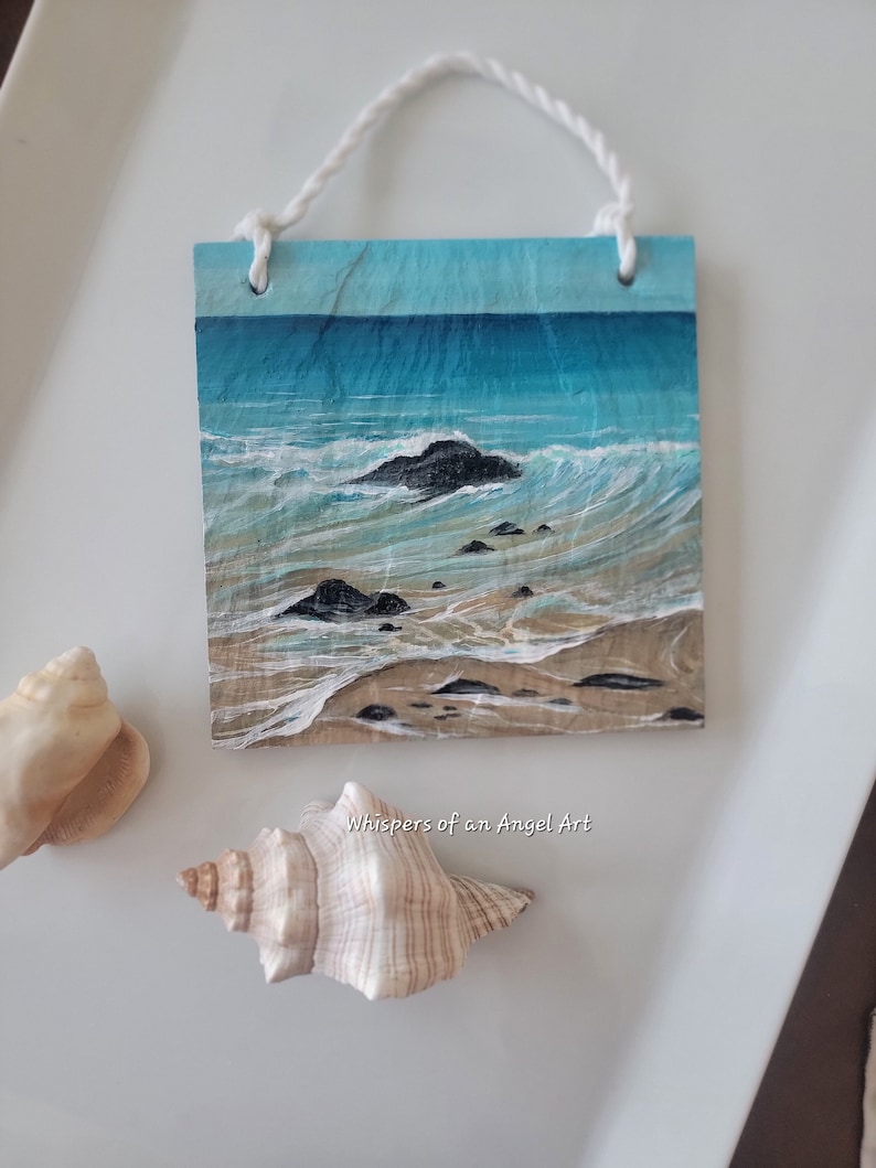 Painted Ocean Art Slate Art Slate Painting Stone Artwork - Etsy