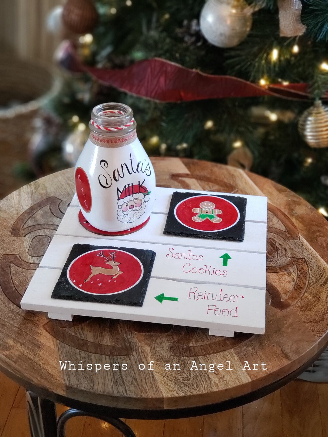 Personalized Santa Milk and Cookies Tray Set: Christmas Decoration - Etsy