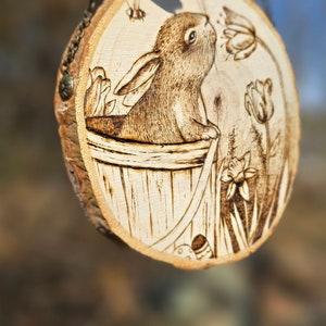 6 X 6 Wood Burned Art, Easter Decoration, Hand Burned Wood, Pyrography ...