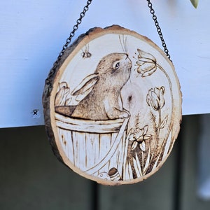 6 X 6 Wood Burned Art, Easter Decoration, Hand Burned Wood, Pyrography ...