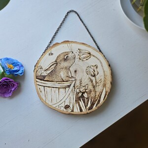 6 X 6 Wood Burned Art, Easter Decoration, Hand Burned Wood, Pyrography ...