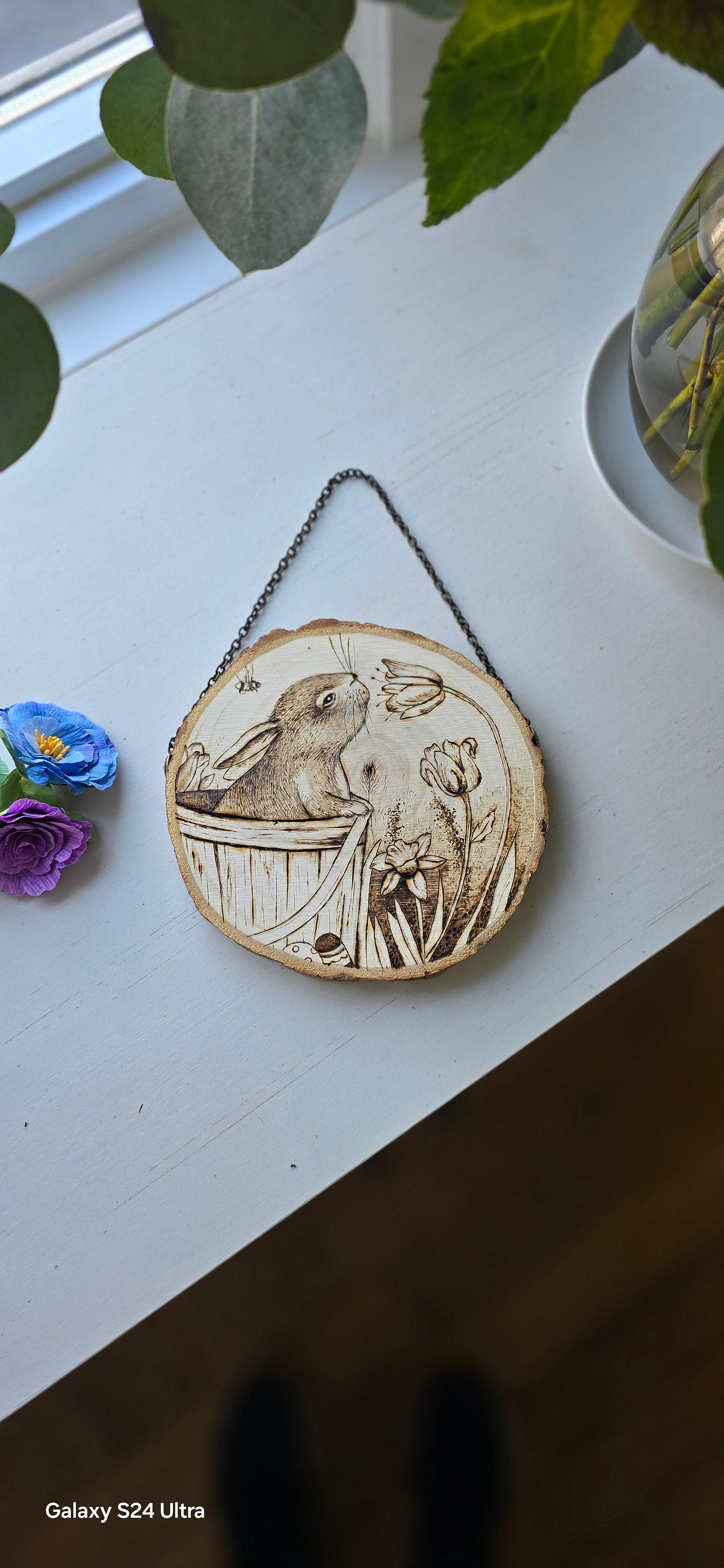 6 X 6 Wood Burned Art, Easter Decoration, Hand Burned Wood, Pyrography ...