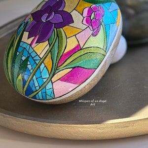 Hand Painted Rock, Garden Stone, Stain Glass Art, Stone Art, Hand ...