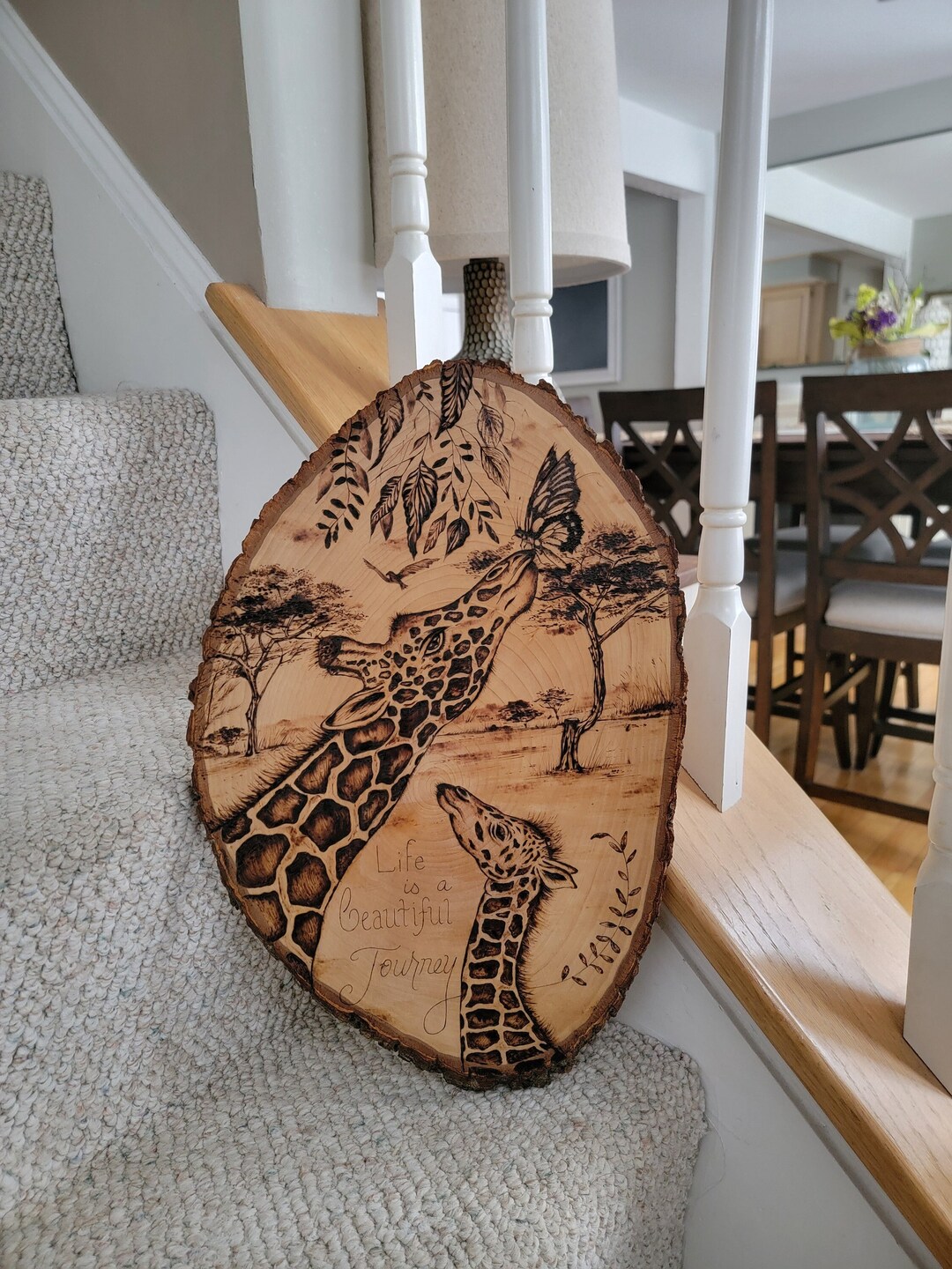 Hand Burned Art, Giraffe Wall Art, Pyrography Design, Etched Wood Art ...