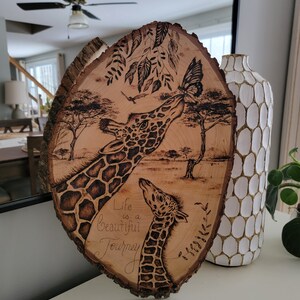 Hand Burned Art, Giraffe Wall Art, Pyrography Design, Etched Wood Art ...