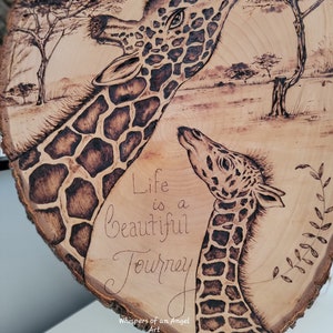 Hand Burned Art, Giraffe Wall Art, Pyrography Design, Etched Wood Art ...
