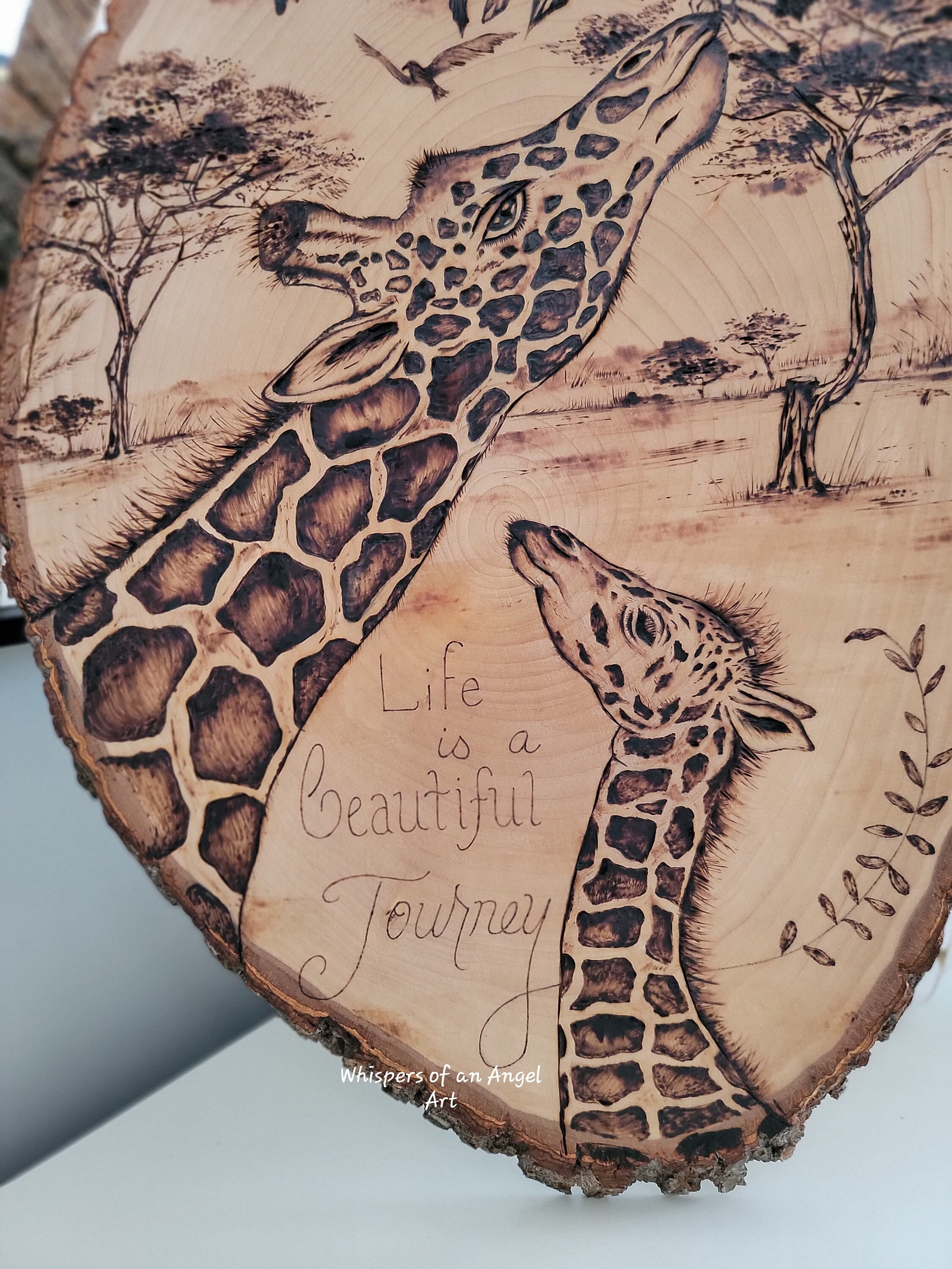 Hand Burned Art, Giraffe Wall Art, Pyrography Design, Etched Wood Art, Art on Wood, Giraffe ...