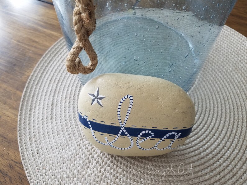 Nautical Painted Stone Hand Painted Beach Rock Beach House | Etsy