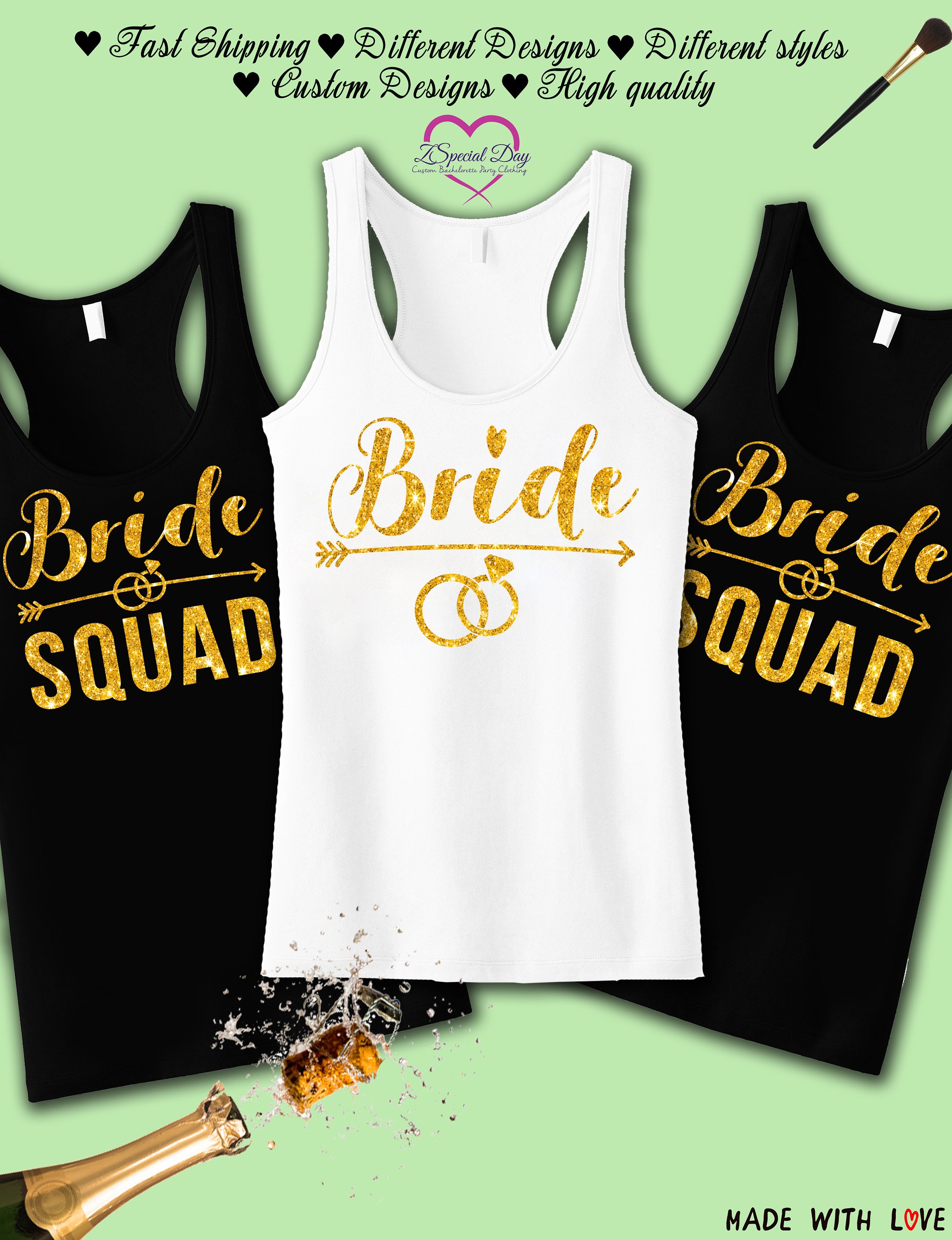 Bride Squad Bachelorette Party Tank Tops Bridesmaid Shirts Etsy