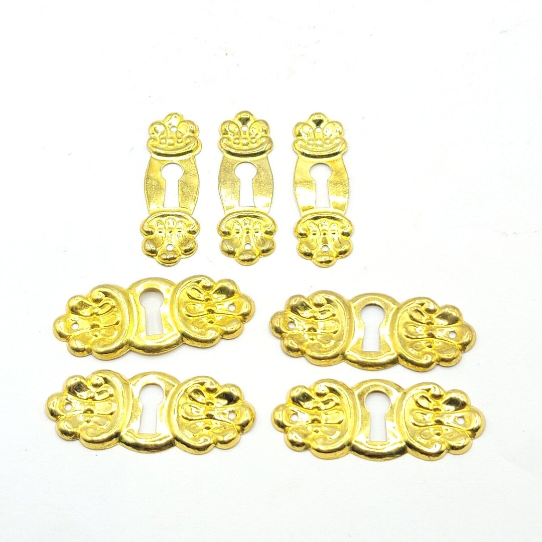 Vintage Brass Ornate Skeleton Key Hole Escutcheon Salvage - Etsy