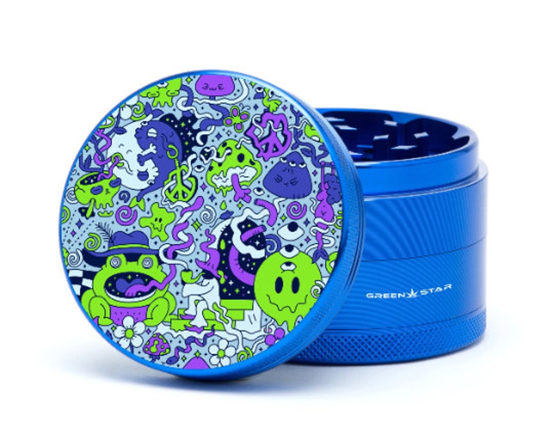 Psychedelic Herb Grinder Trippy Grinder Mushroom Herb Grinder Blue Cute ...