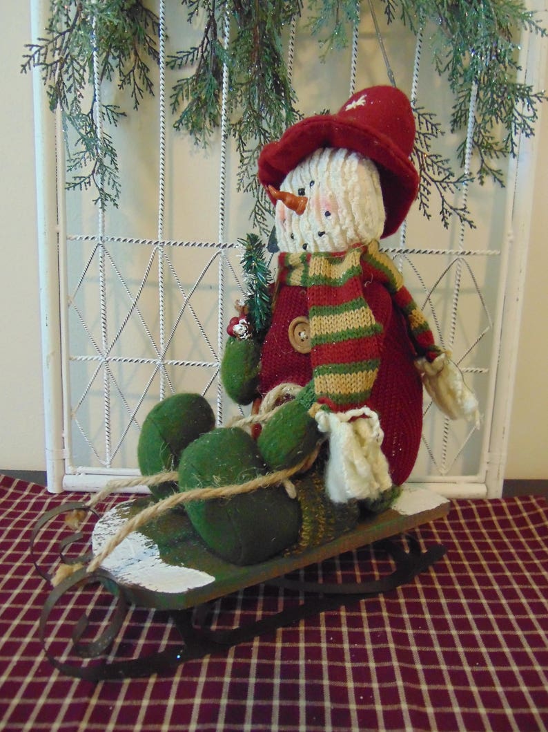 Snowman on Sled - Etsy