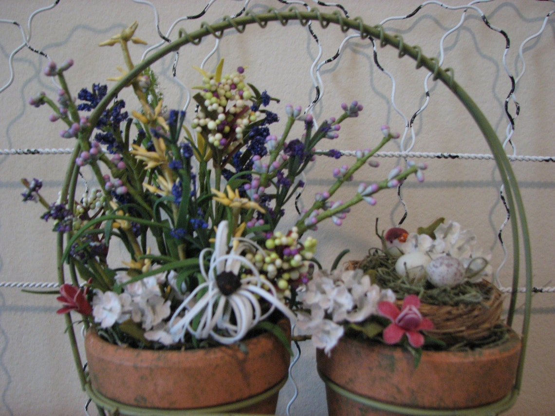 Double Clay Pot Floral - Etsy