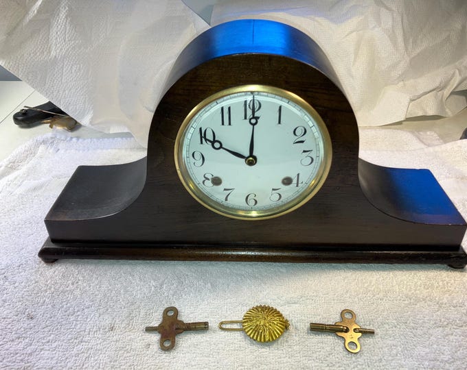 1920's Antique New Haven Mantel Shelf Clock Working Correctly in Walnut ...
