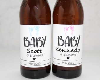 Baby is Brewing Beer Labels Custom Pregnancy Announcement | Etsy
