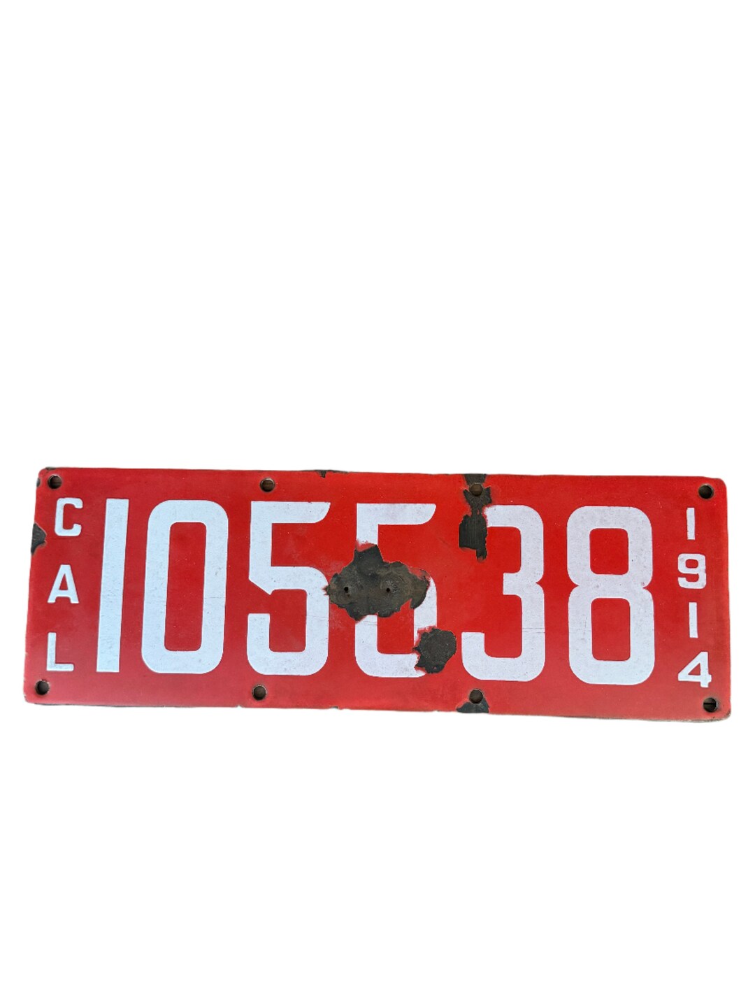 Antique 1914 CA State Red License Plate, California License Plate, CA ...