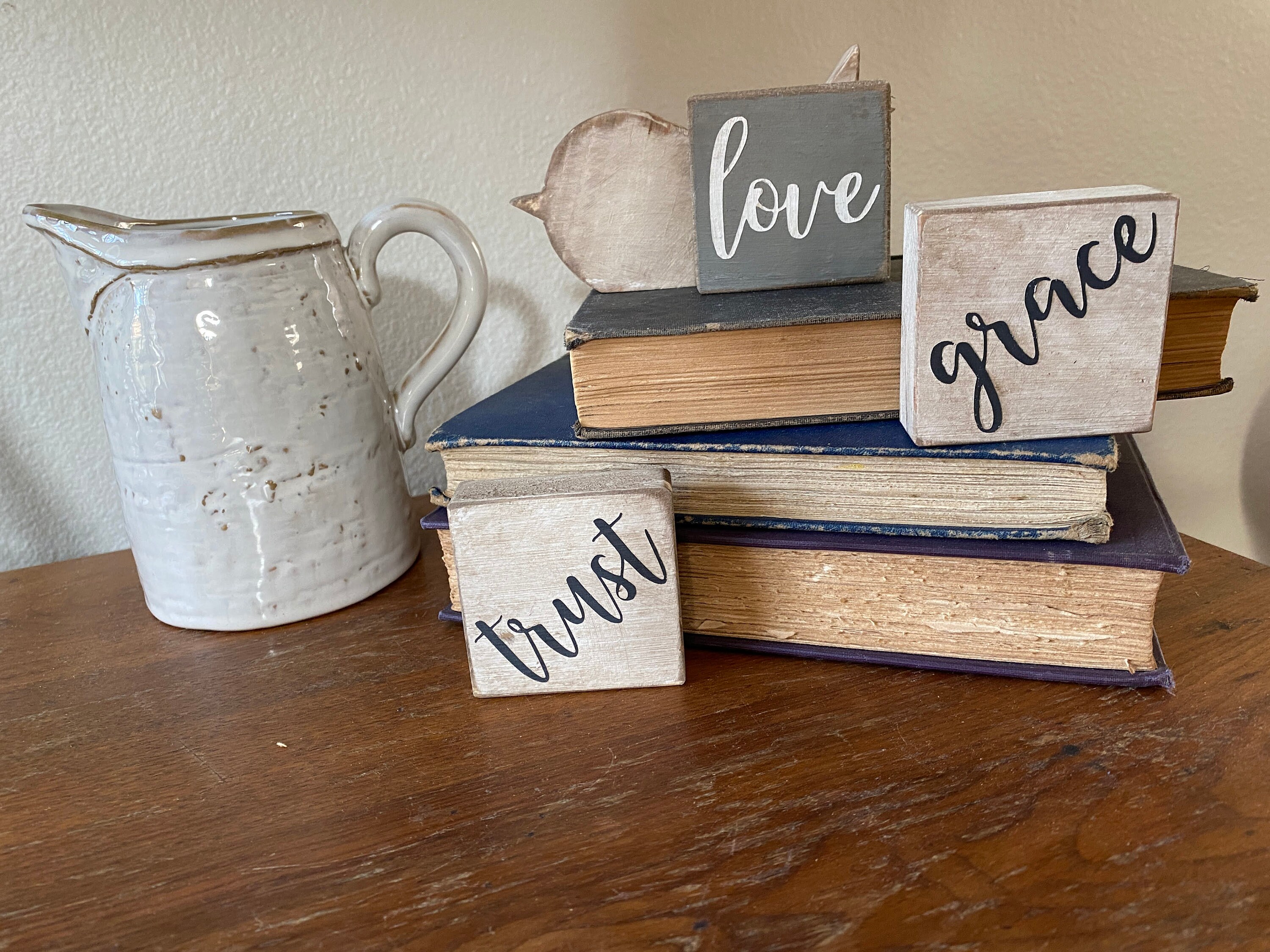 Small Word Wood Block Small Love Sign Small Grace Sign - Etsy