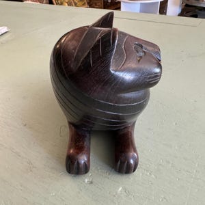 Carved Mahogany Cat Anglo Indian, Cat Carving, Carved Mahogany Cat ...