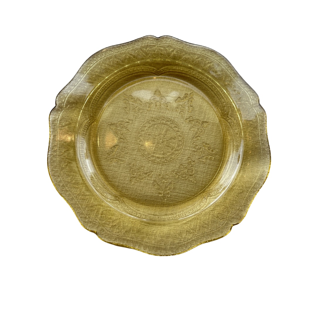 Vintage Yellow Depression Glass Plate, Yellow Depression Glass Plate ...