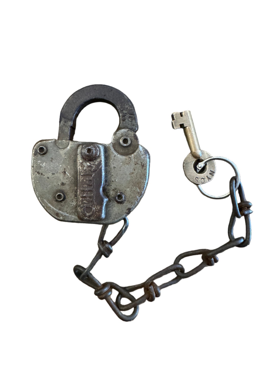 Antique NYCS Railroad Padlock and Key, Railroad Lock, Antique NYCS ...