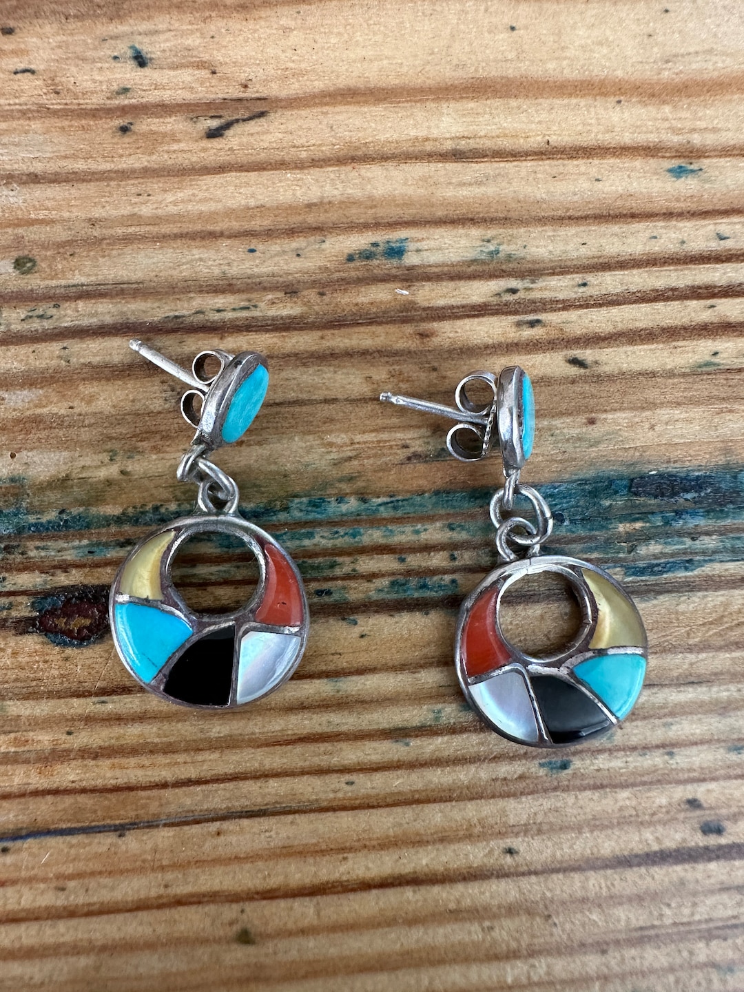 ELB Bonney Navajo Fish Scale Inlay Multi Color Earrings, Emma Bonney ...