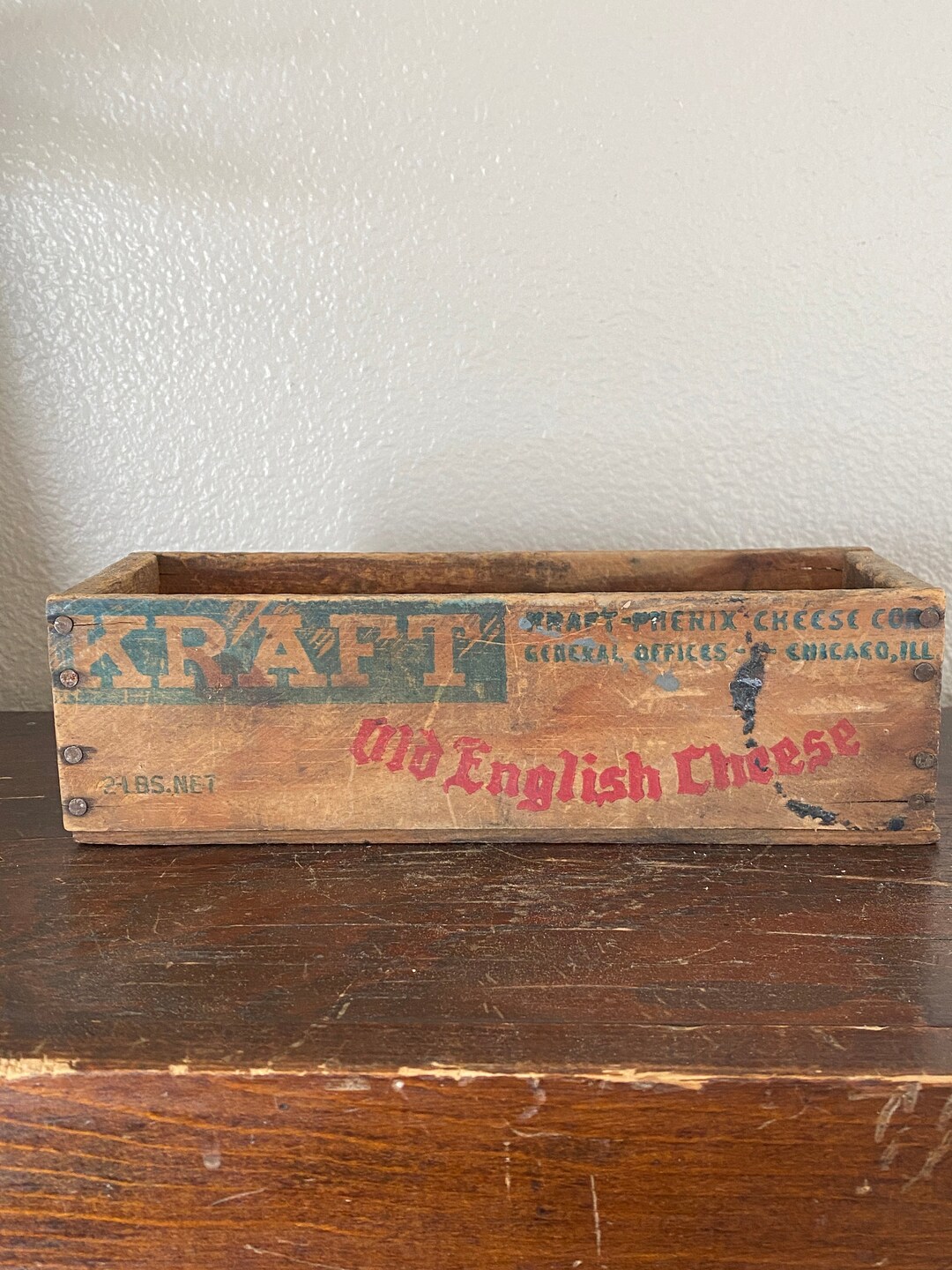 Antique Kraft Wooden Cheese Box, Kraft Cheese, Kraft Cheese Box, Cheese ...