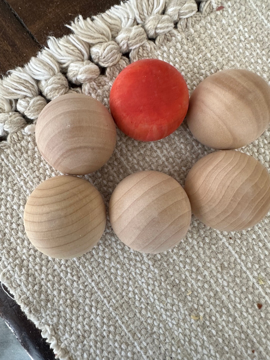 Lot of 6 Wood Round Balls, Wood Knobs, Craft Project, Diy, Crafting ...