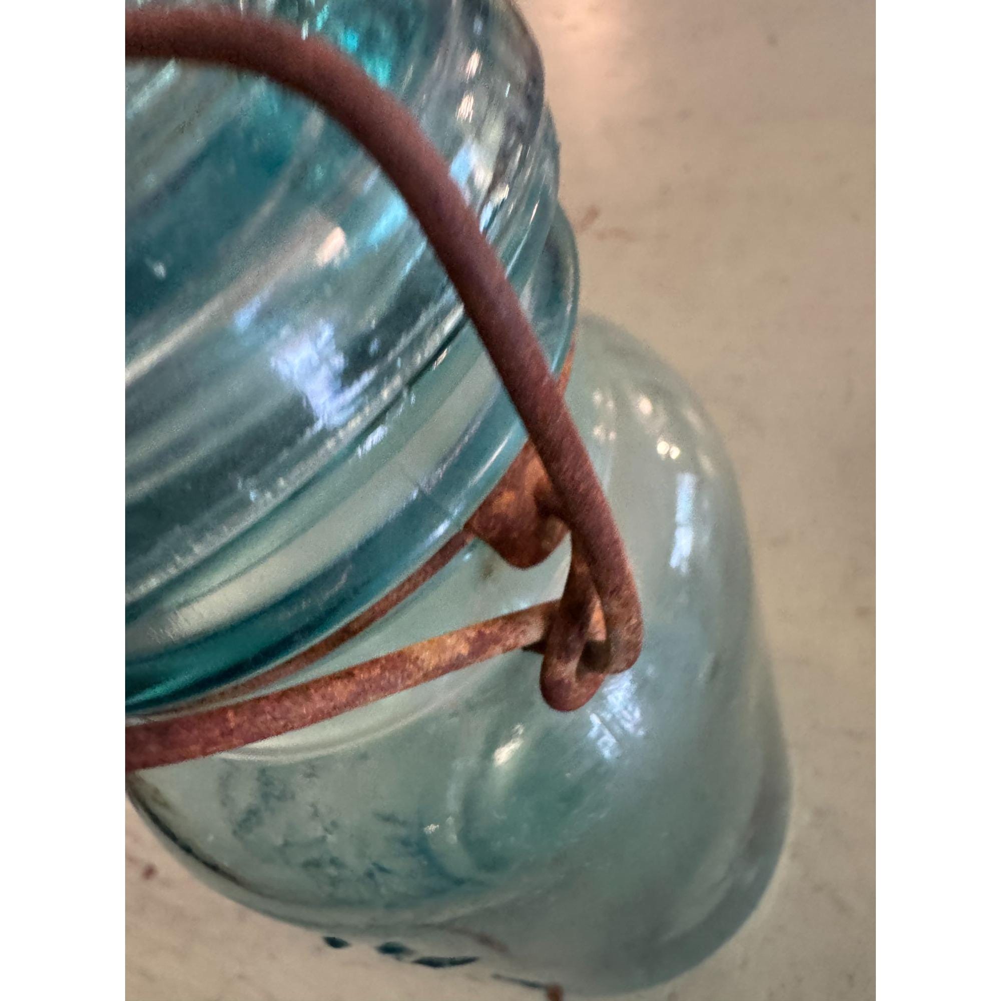 Antique 1920s Ball Ideal Blue Glass Canning Jar With Lid and Metal Bail ...