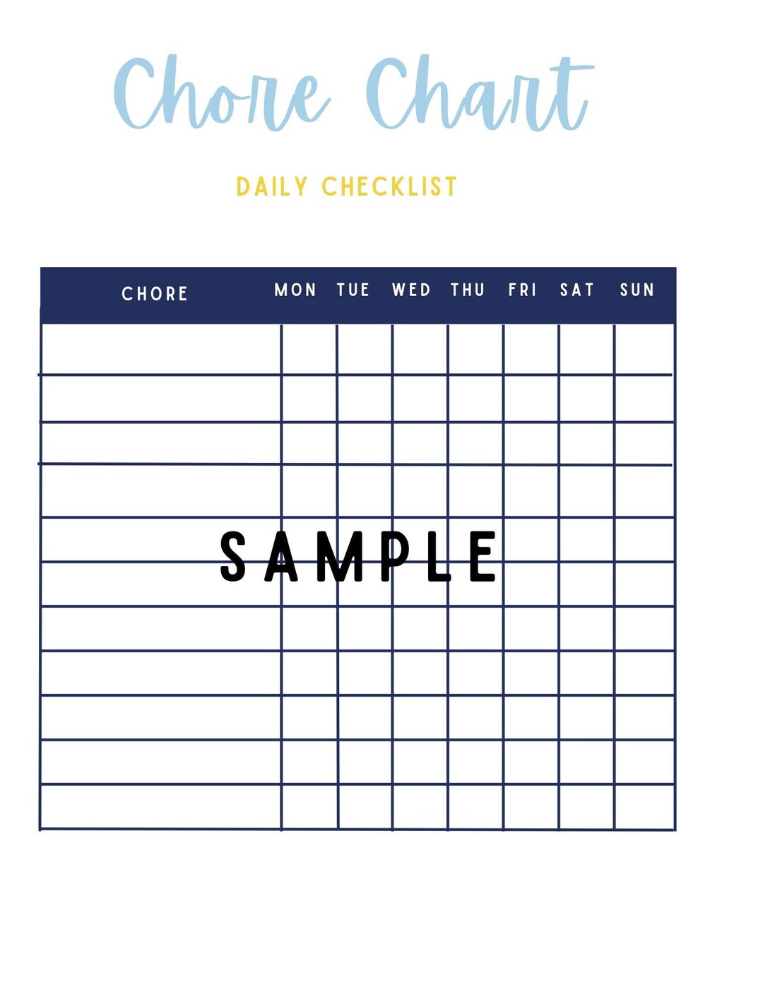 Printable Chore Chart Page, Chore Pages, Boy Chore Chart, Printable ...