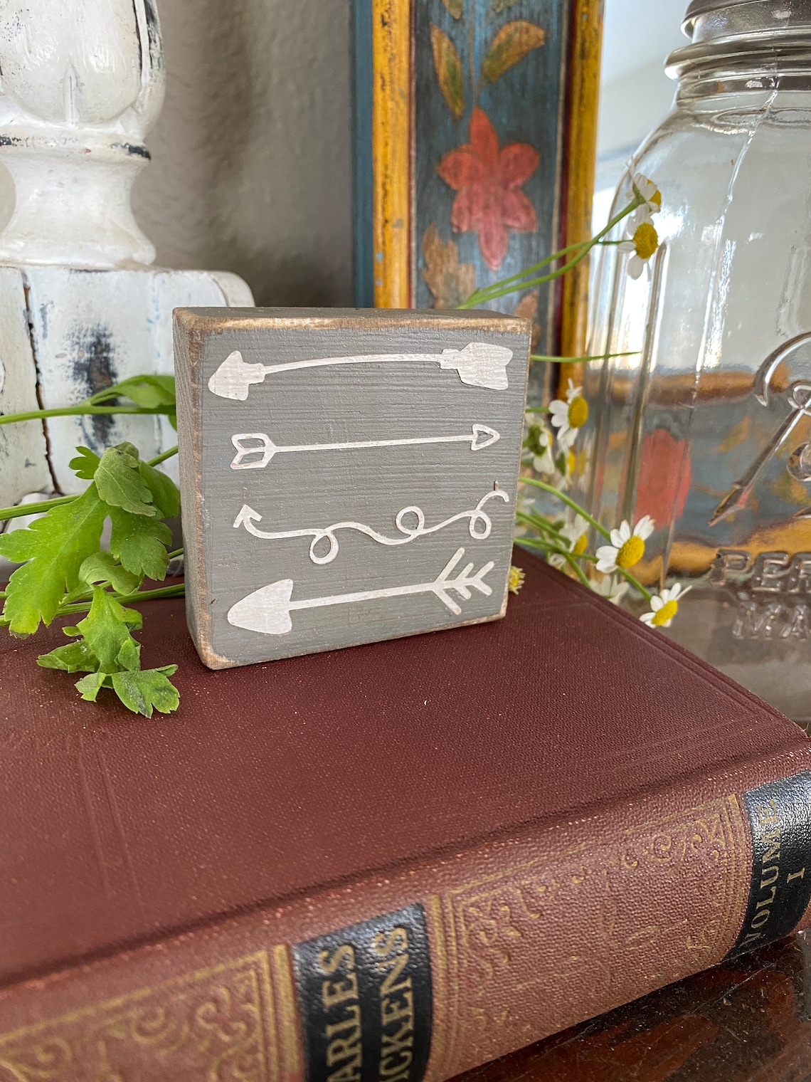 Handmade arrow wood block home decor arrow tiered tray | Etsy