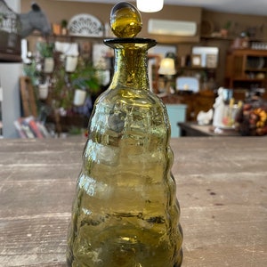 Antique Green Glass Beehive Decanter, Antique Decanter, Green Glass ...