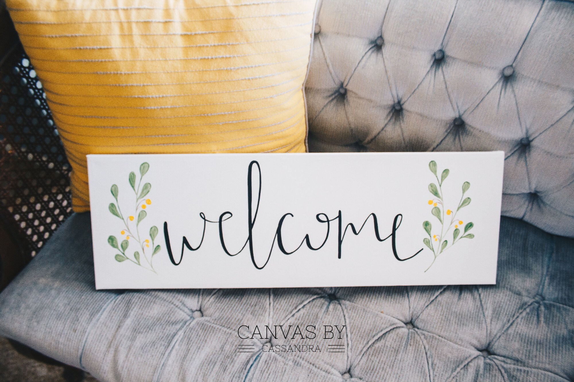 Welcome Welcome Sign Farmhouse Decor Hand Lettered Sign | Etsy