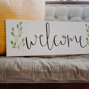 Welcome- Welcome Sign- Farmhouse Decor- Hand Lettered Sign- Wall Art ...