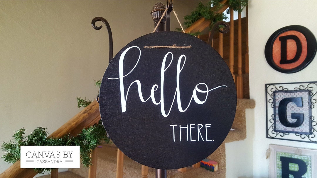 Hello There Door Decor- Welcome Porch Sign- Front Porch Sign- Round ...