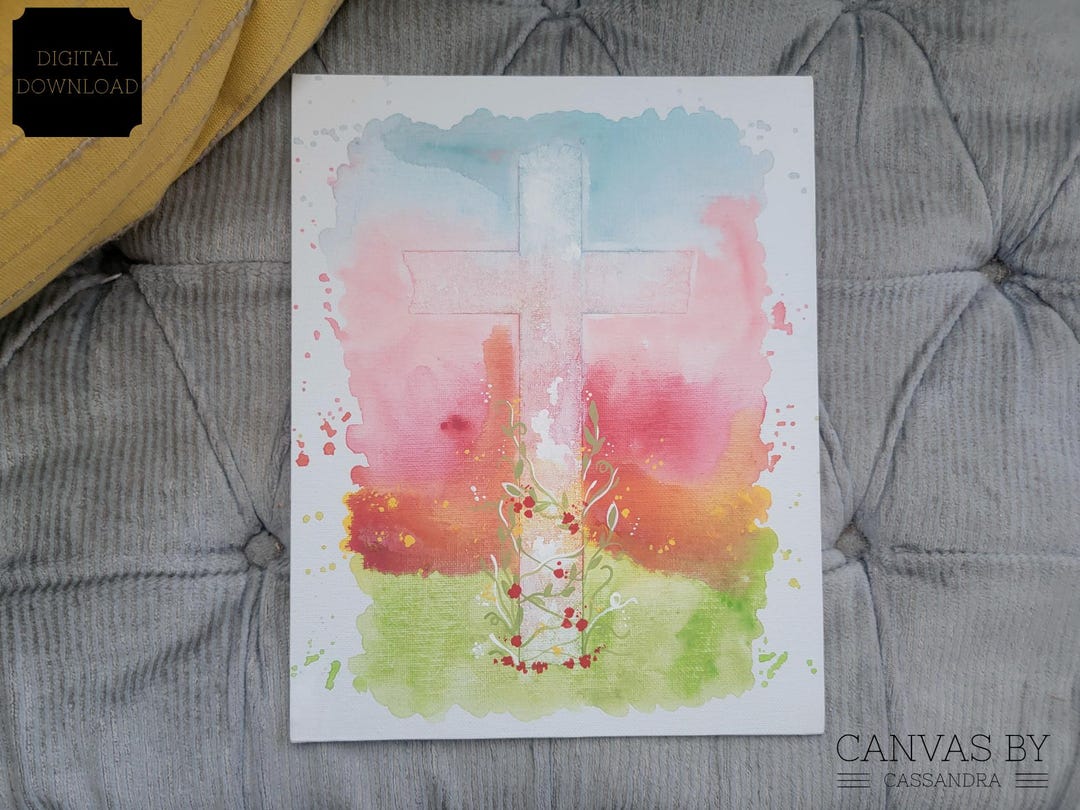 Pastel Cross Digital Print- Digital Cross Art- Hand Painted Digital Art ...